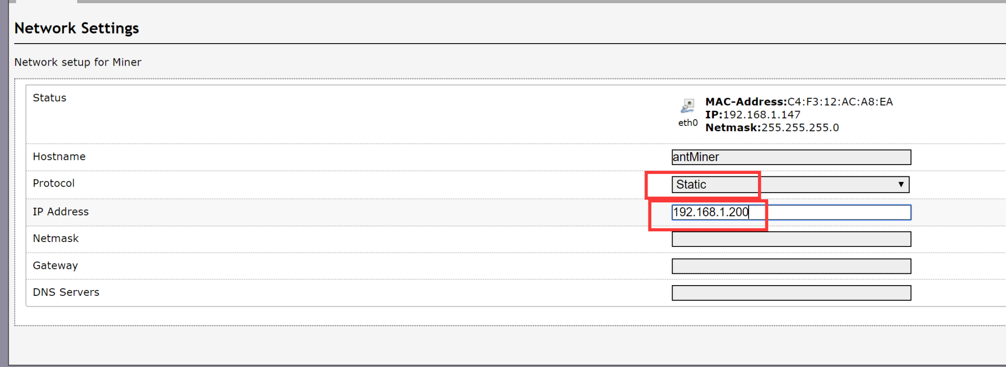 How to Set Static IP? » C&E Bit Miner Supplier